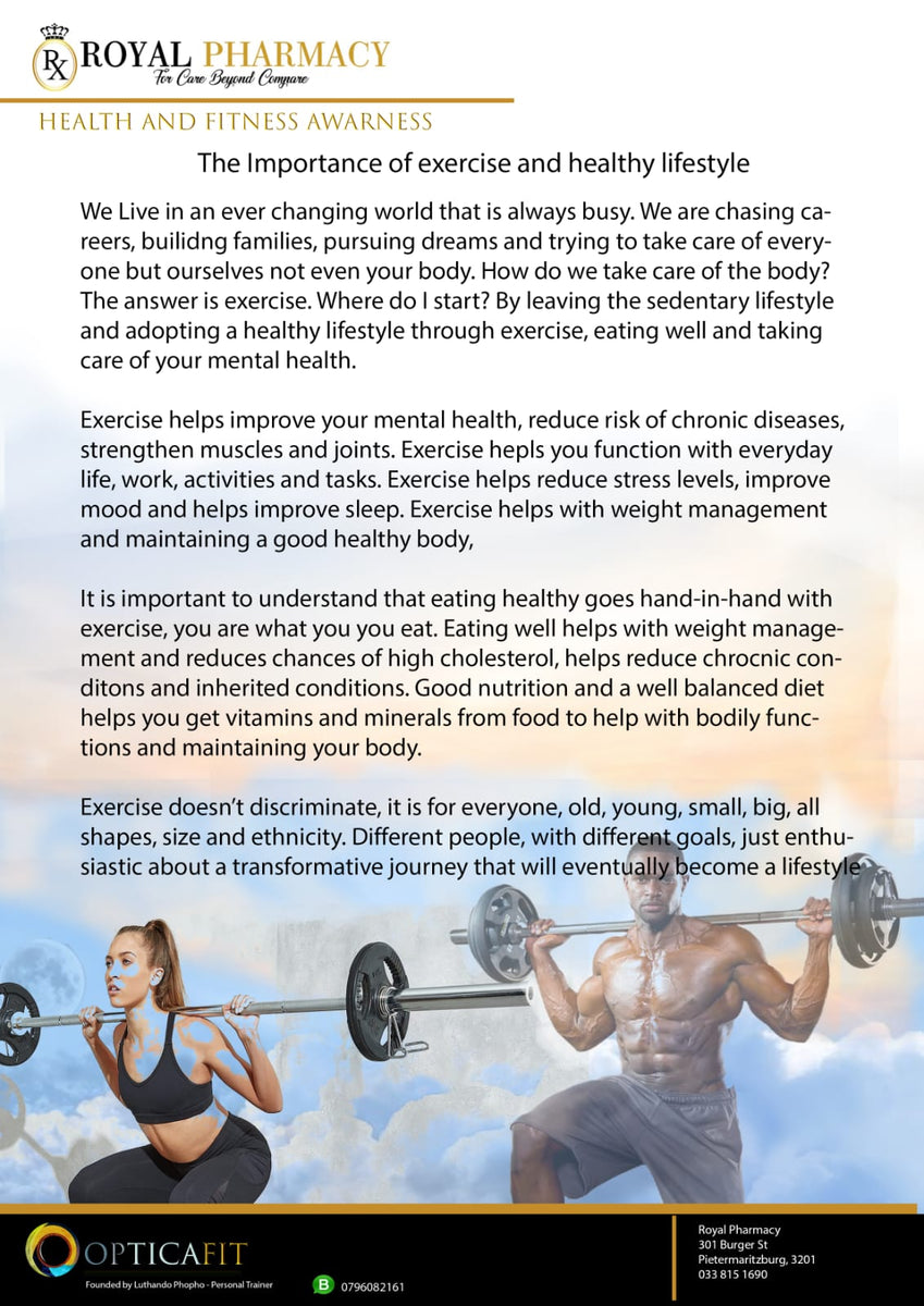 The importance of exercise and healthy lifestyle – Royal Pharmacy